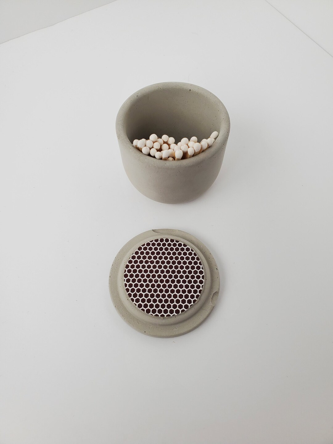 Concrete Match Jar With Strike Pad Lid AND Matches - Etsy
