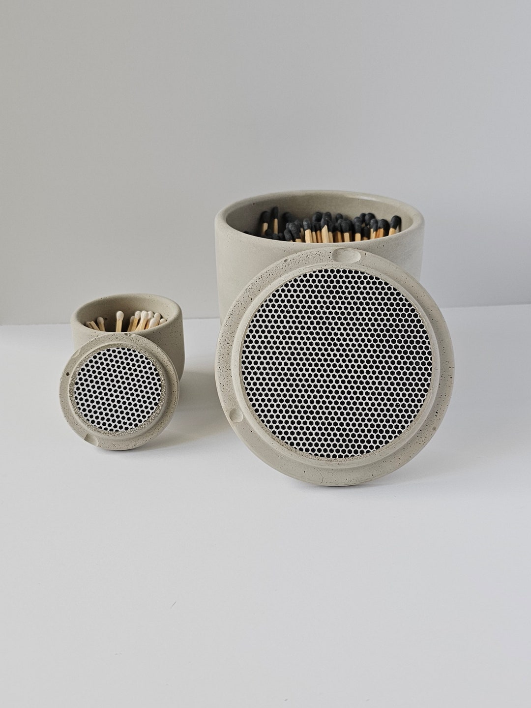 Concrete Match Jar With Strike Pad Lid AND Matches - Etsy