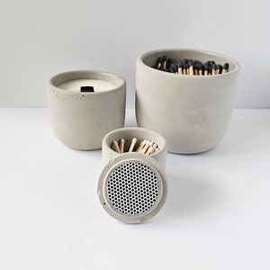 Concrete Match Jar With Strike Pad Lid AND Matches - Etsy