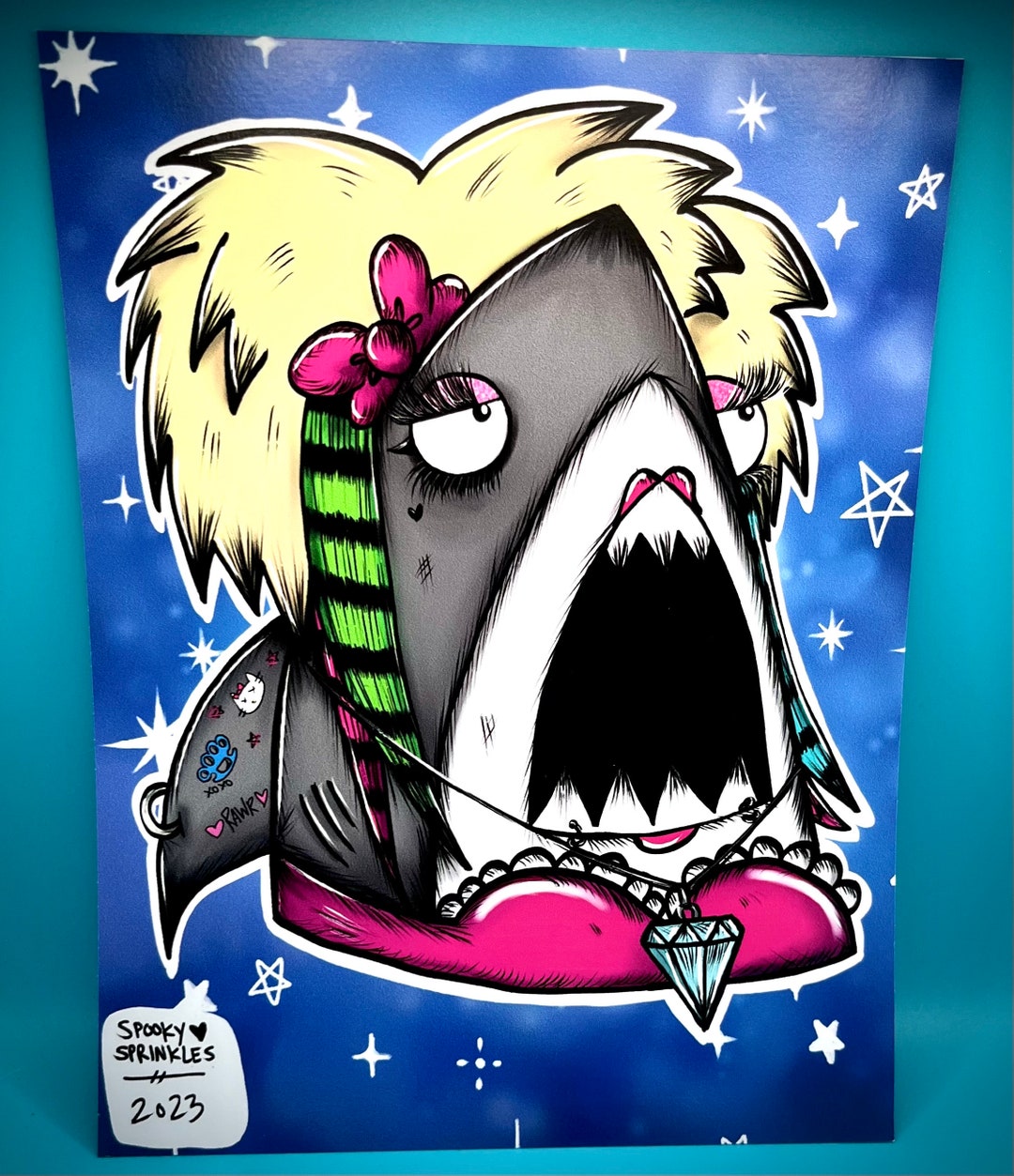 Scene Girl Shark Cutie Funny Emo Art Semi Gloss Poster Print - Etsy
