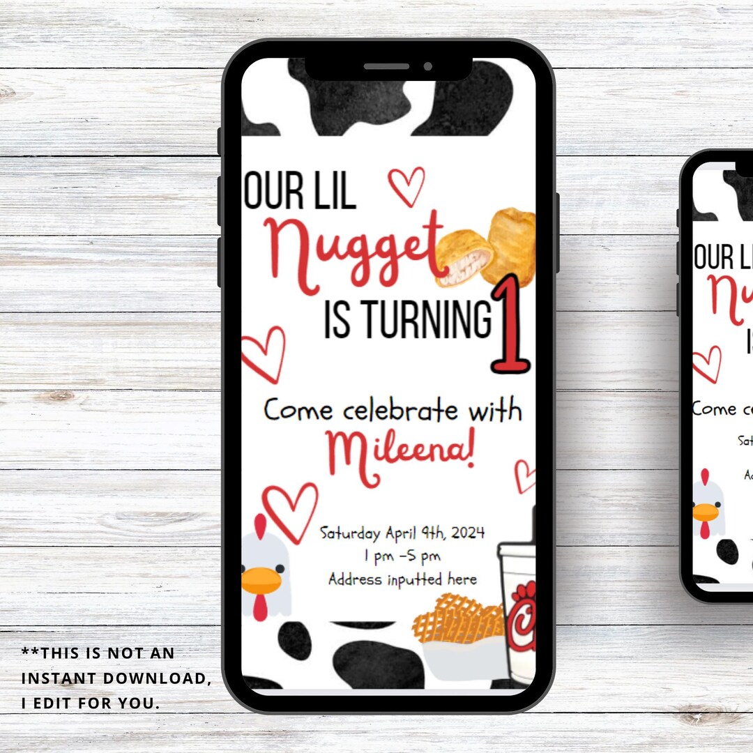 Chik Fil A Birthday Invitation | Little Nugget - Etsy