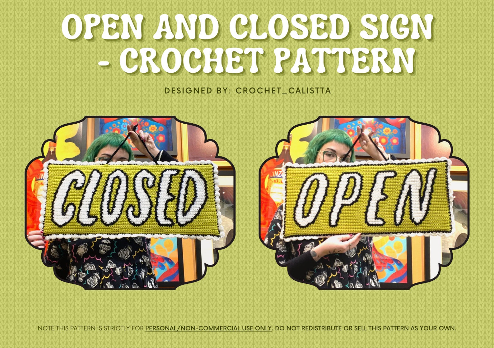 CROCHET PATTERN - Crochet Open and Closed Sign - Etsy