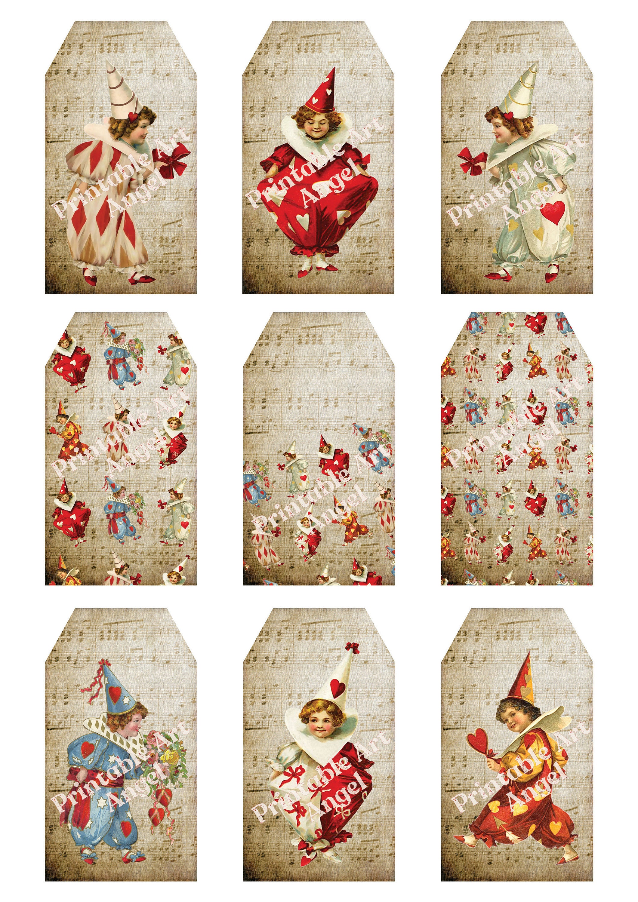 Printable Valentine Cupid Gift Tags, Vintage Hang Tags, Set of 9 ...