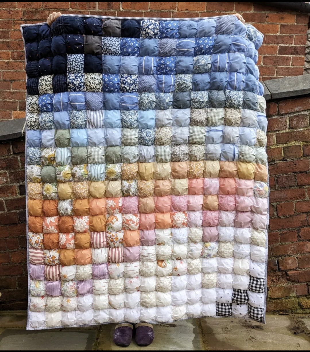 Ombre Puff Memory Quilt Grief Blanket - Memory Throw Made From a Loved ...