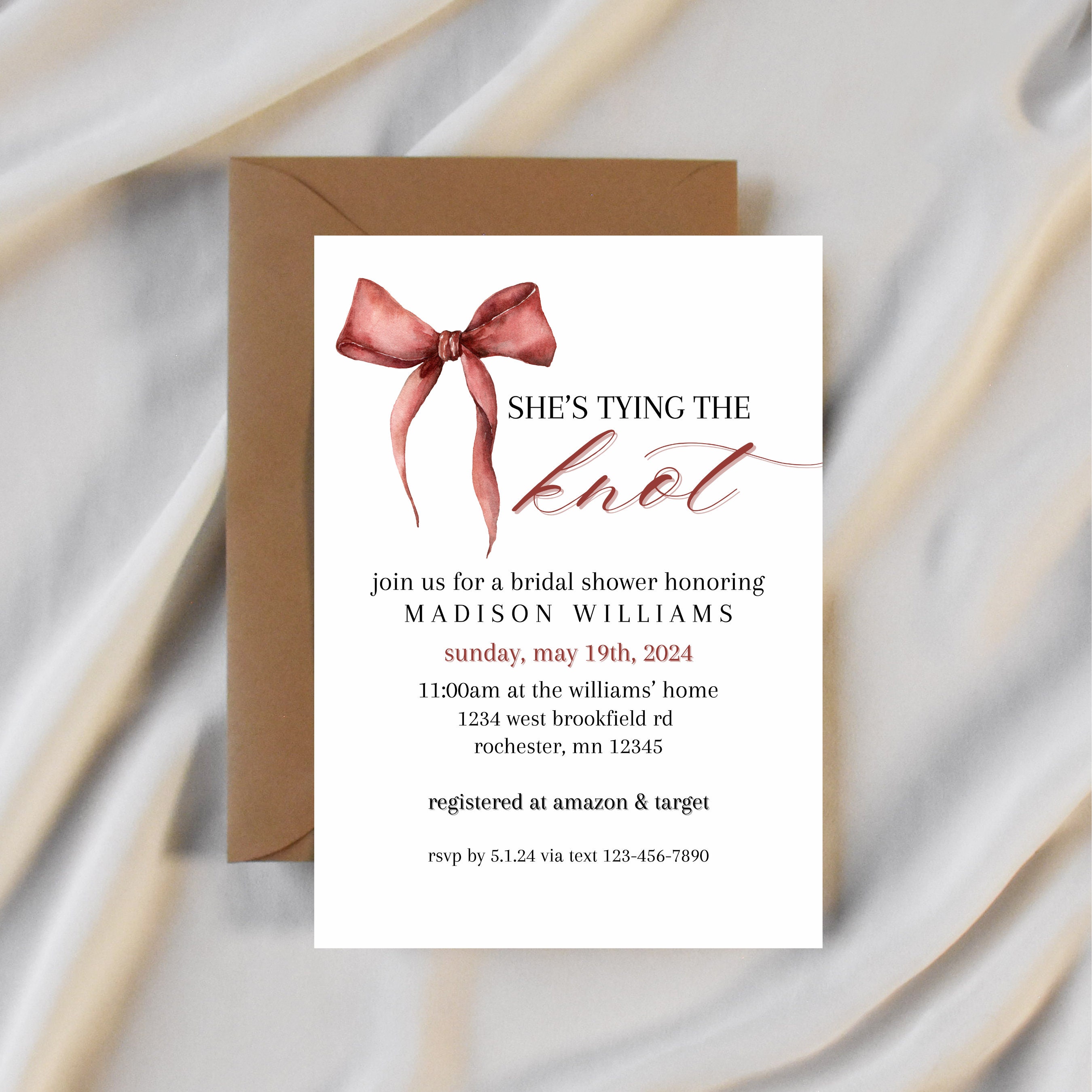 She’s Tying the Knot Bridal Shower Invitation Digital Download ...