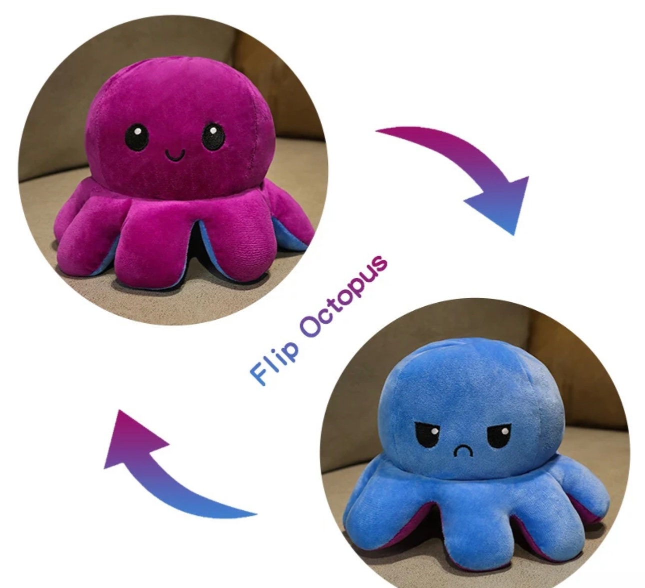 Reversible Octopus Plushie, Cute Mood Plushie, Viral Tiktok Trend ...