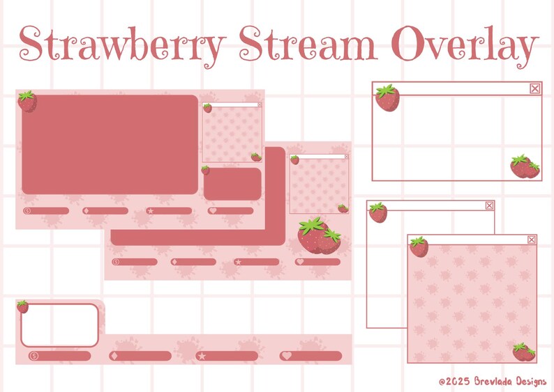Strawberry Stream Static Overlay Set - Etsy