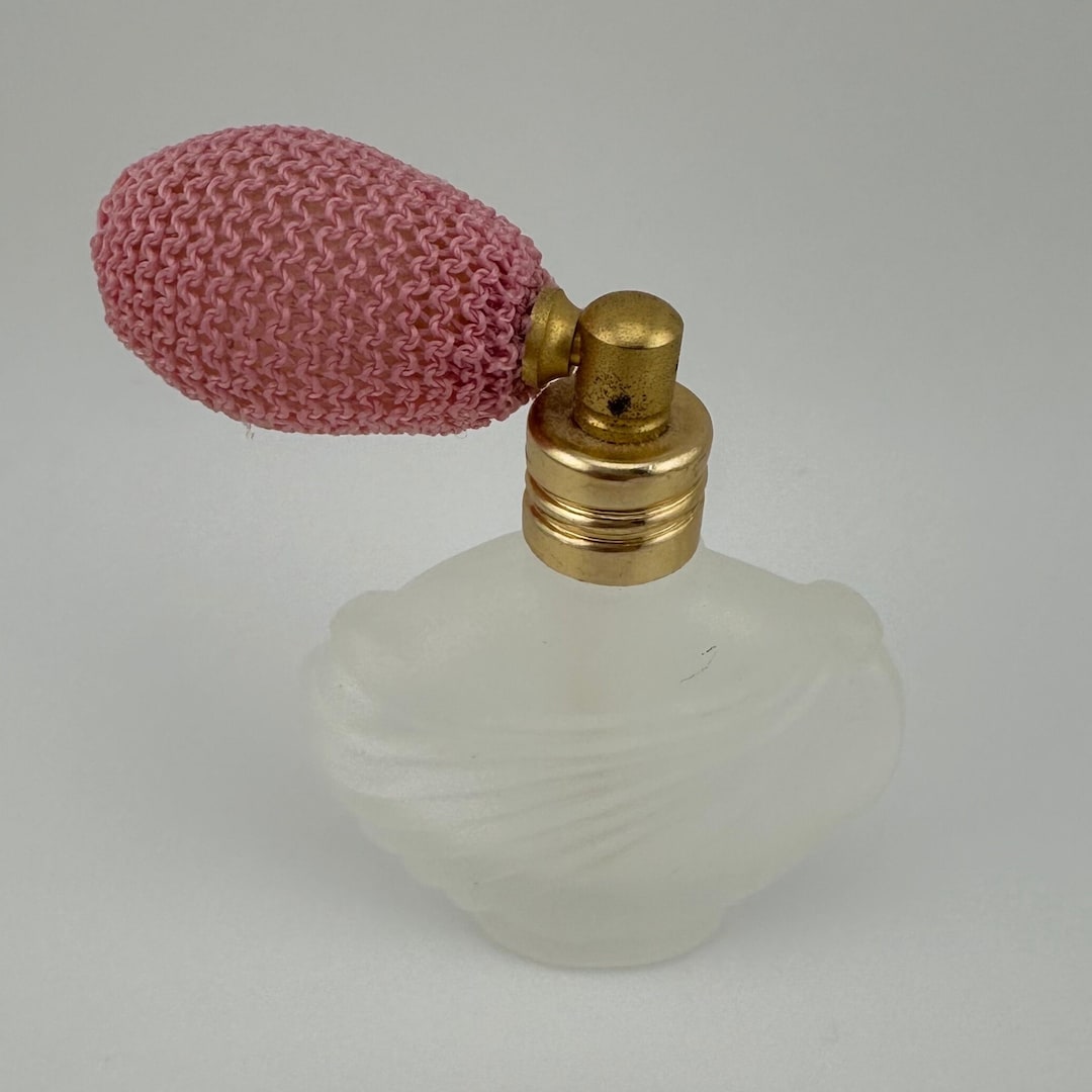 Vintage Perfume Bottle, Miniature, Pink Atomizer Bulb, White Frosted ...