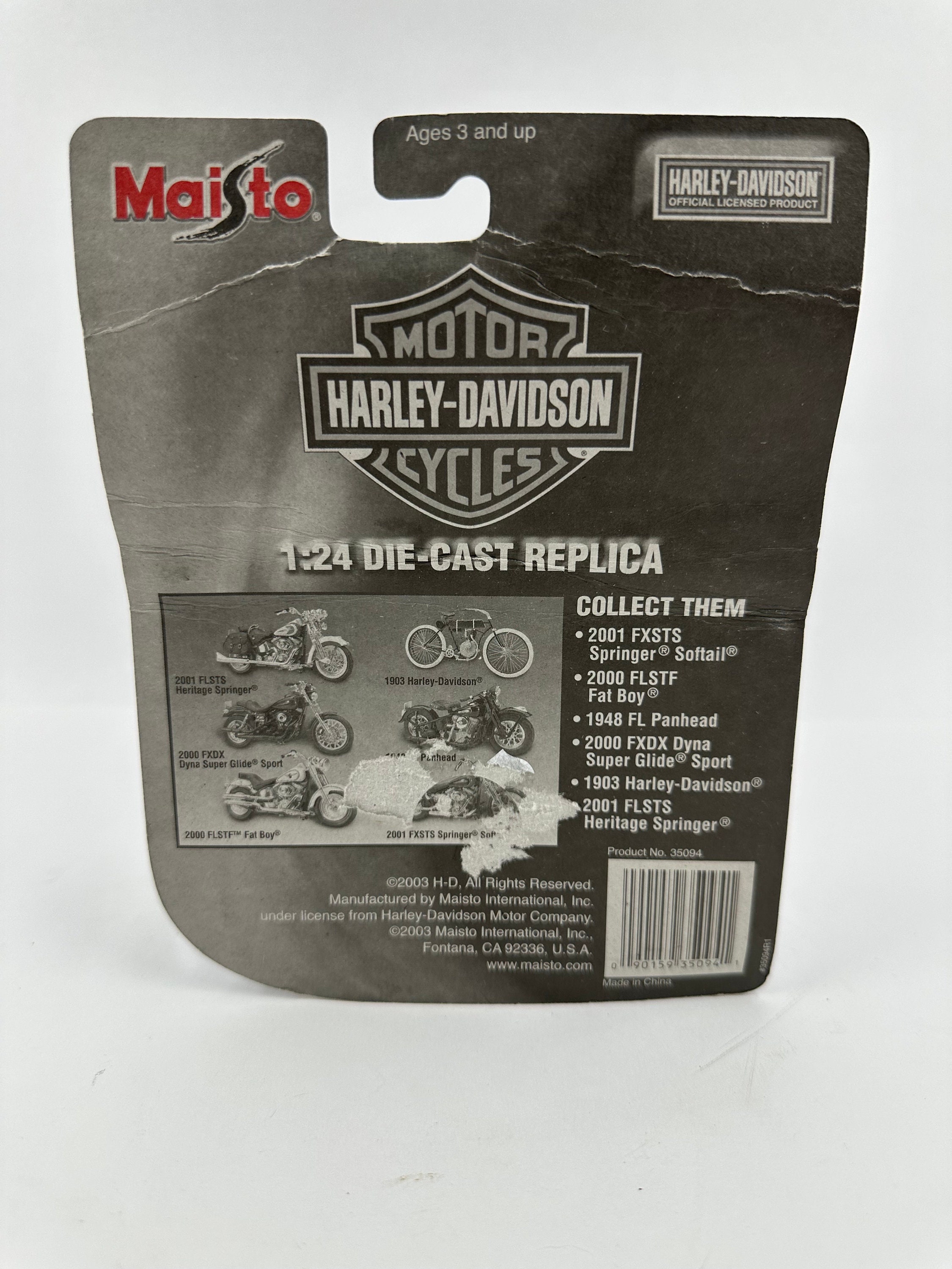 Vintage Toy, Harley Davidson Motorcycle, 1:24 Die-cast Replica, 2001 ...