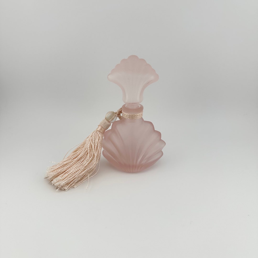 Vintage Perfume Bottle, Pink Frosted Glass, Seashell Style With Pink ...