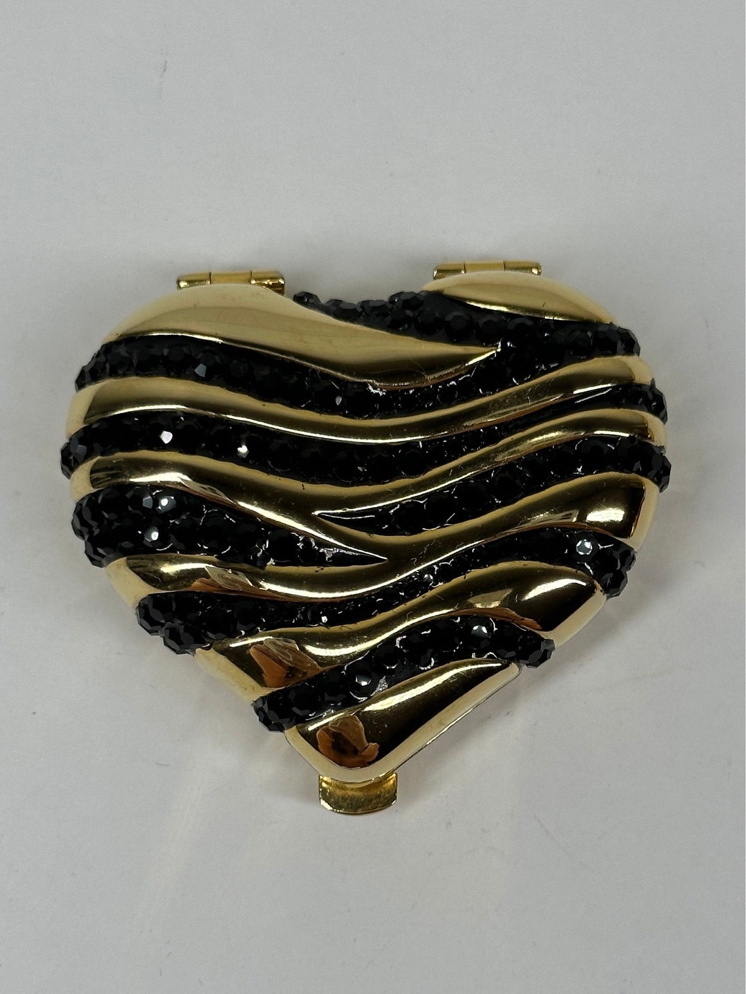 Vintage Compact, Heart Shaped With Black Swarovski Crystals by Estée ...