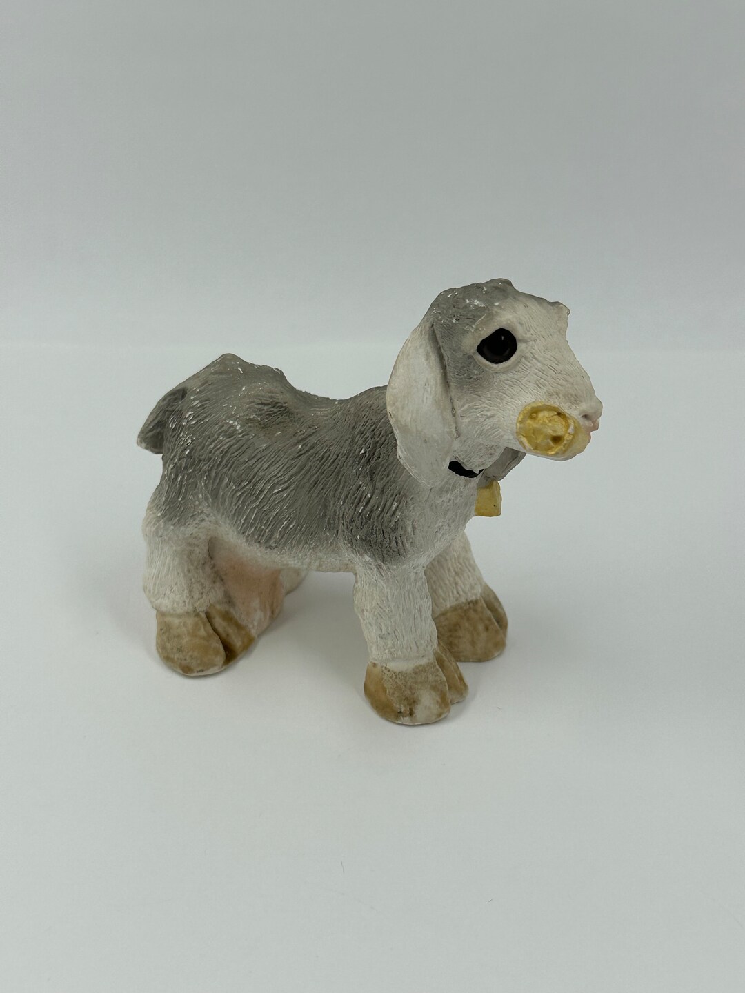 Vintage Figurine, Stone Critters, Nubian Goat Eating Can, United Design ...