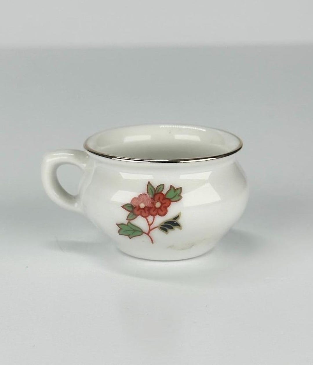 Vintage Miniature Tea Cup With Floral Design and Gold Rim Made by ...