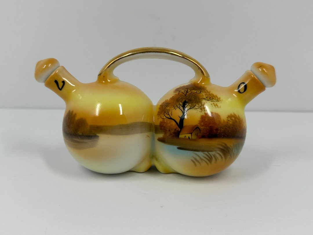 Vintage Cruet Set, Oil and Vinegar Set, Noritake, Hand Painted, Made in ...