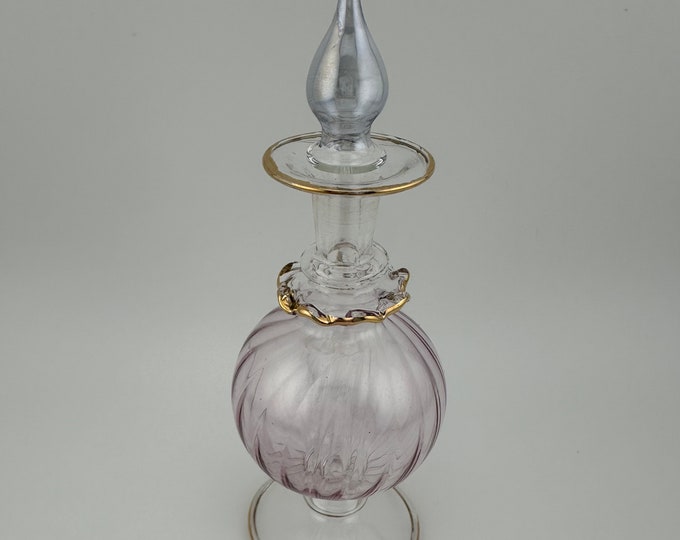 Vintage Perfume Bottle, Light Purple Glass, Hand Painted, Art Deco ...