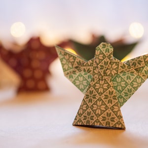 Origami Engel Angel handgefaltet als Geschenkanhänger, Baumschmuck ...