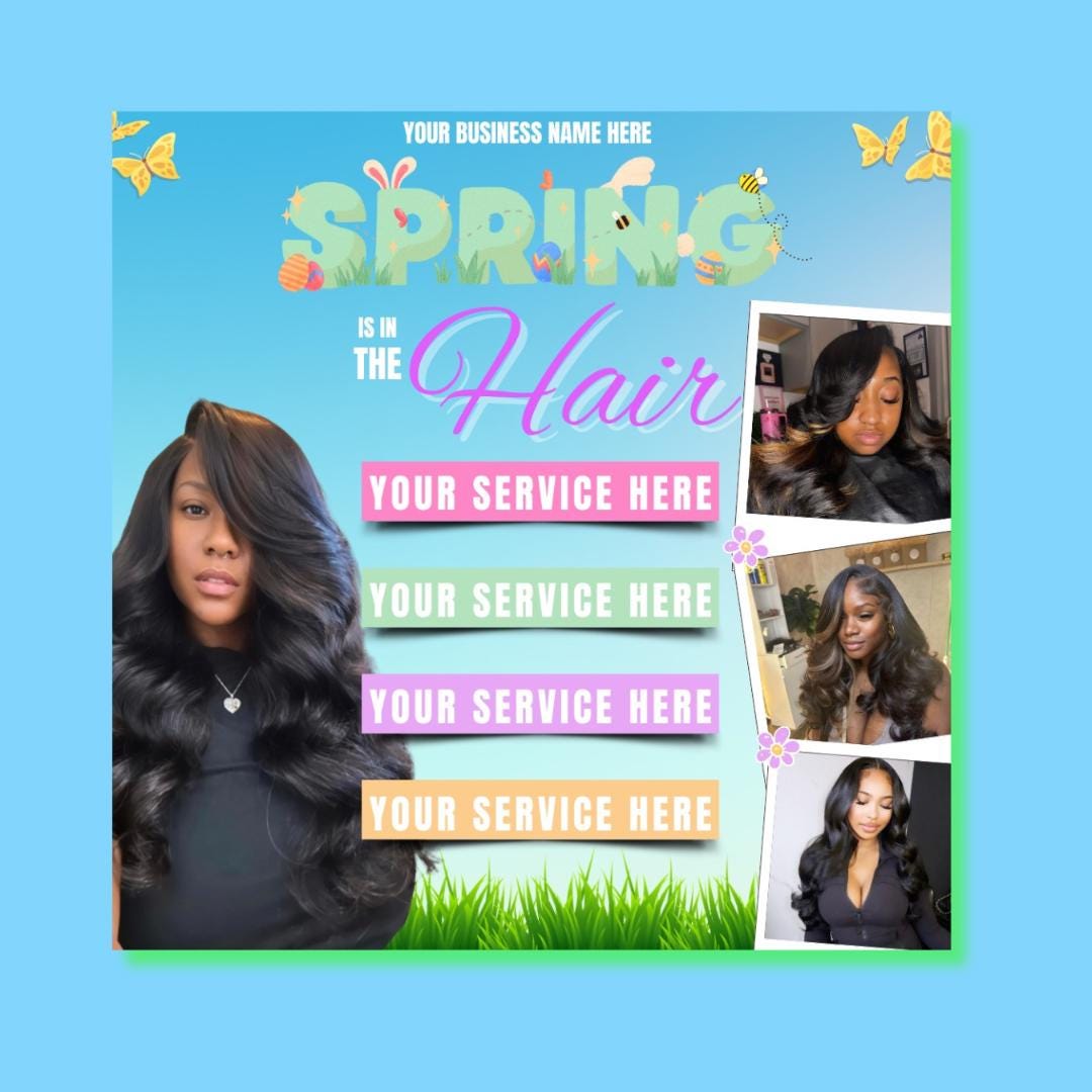 Editable Spring is in the Hair Template Digital Flyer - Etsy