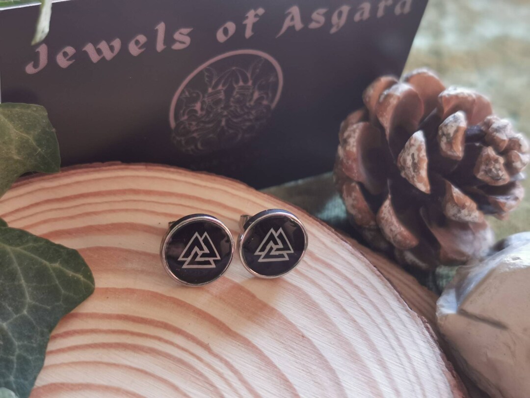 Valknut Stud Earrings, Mens Viking Earring, Womens Viking Earrings ...