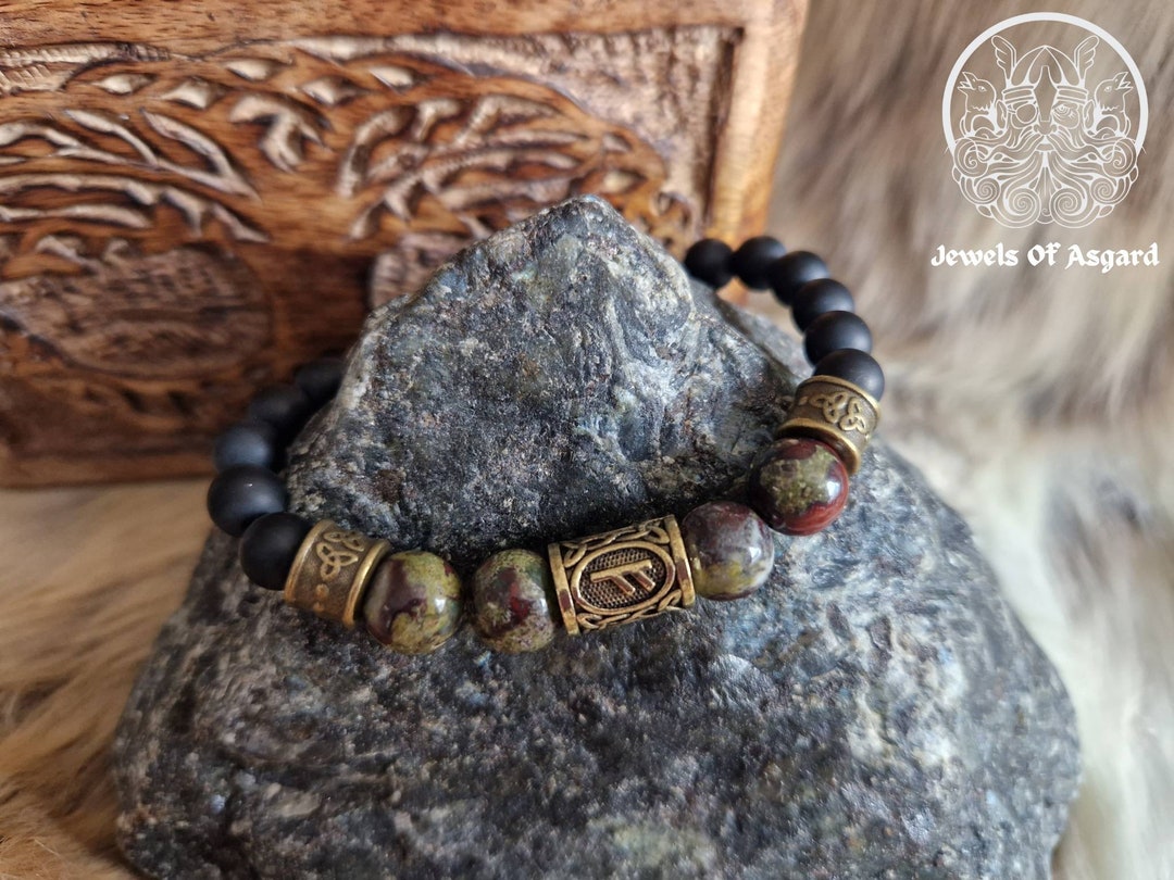 Viking Rune Bracelet, Viking Bead Bracelet, Heathen, Triquetra, Womens ...
