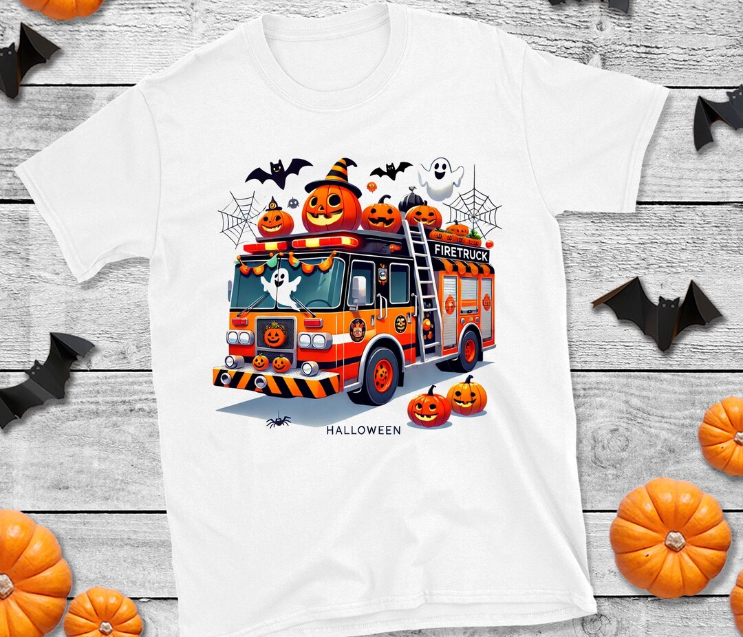 Firetruck Halloween Kids Shirt, Firefighter Gift for Kids, Halloween ...