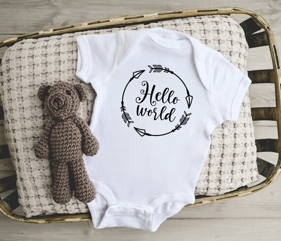 Infant Bodysuit Hello World One Piece Baby Body Suit New - Etsy