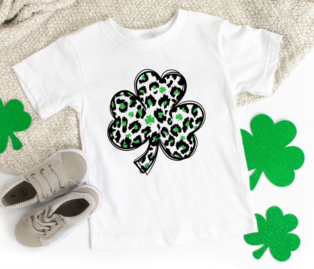 Cute Kids St. Patrick's Day Shirt Leopard Print Shamrock Toddler Kids ...