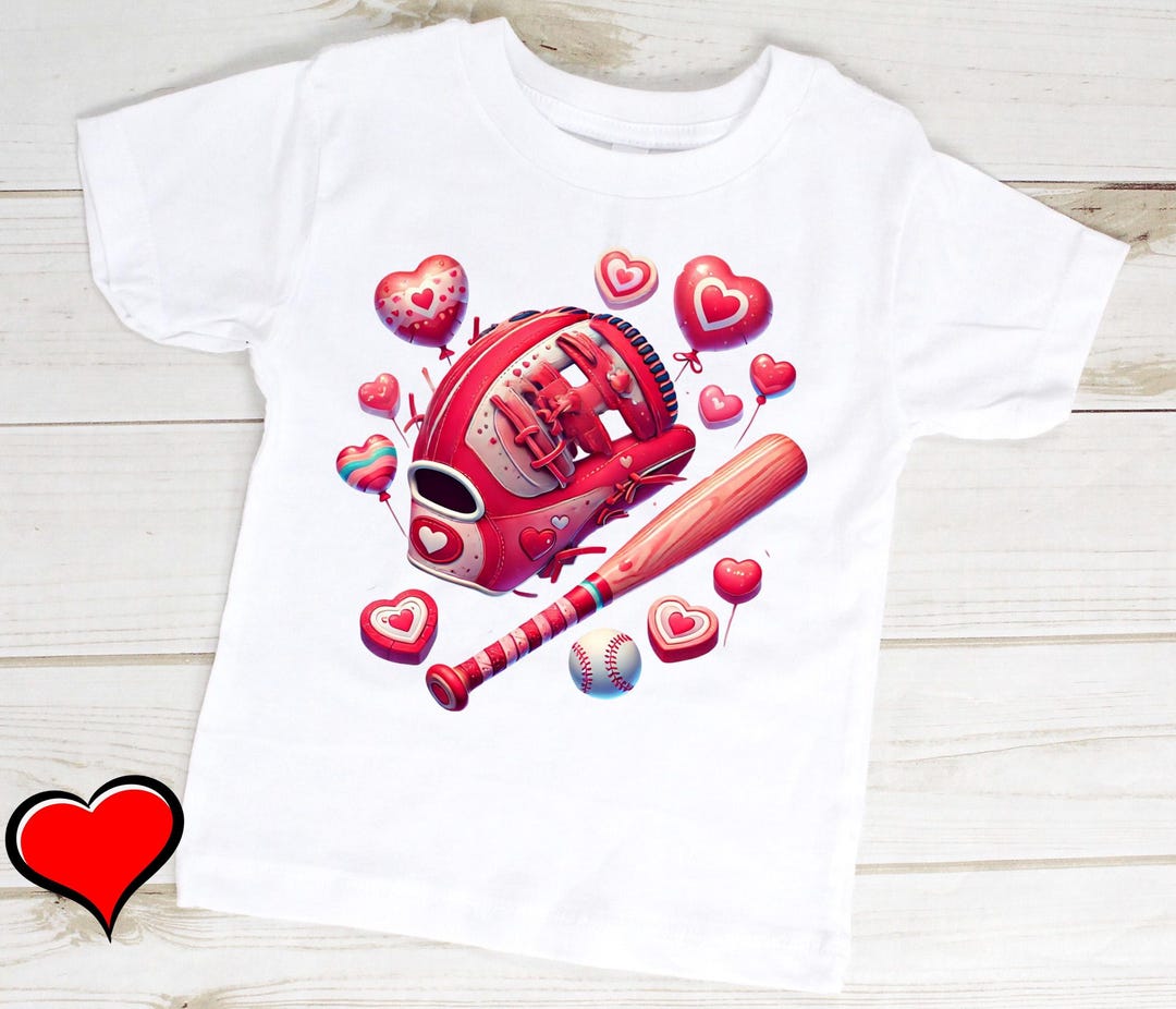 Valentine's Day Baseball Kids Shirt, Baseball Bat and Glove Valentine ...