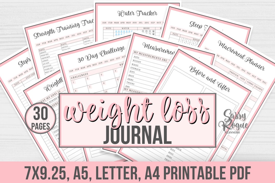 Weight Loss Journal Printable, Fitness Planner, Weight Loss Tracker ...