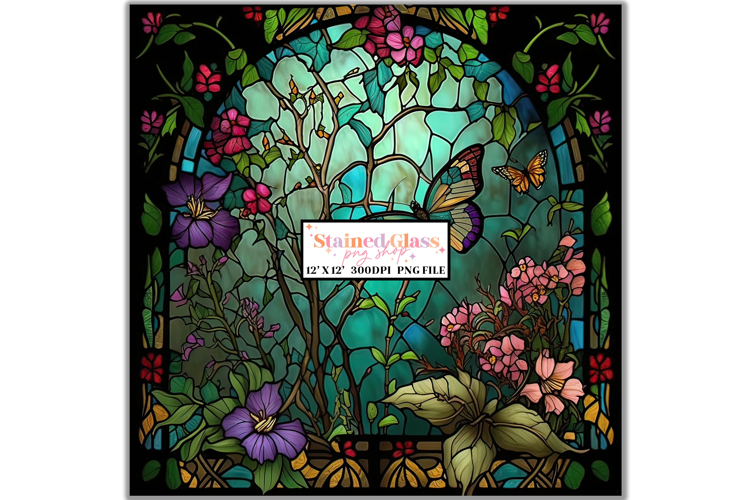 Butterfly Stained Glass Sublimation Designs, Stained Glass Pattern ...