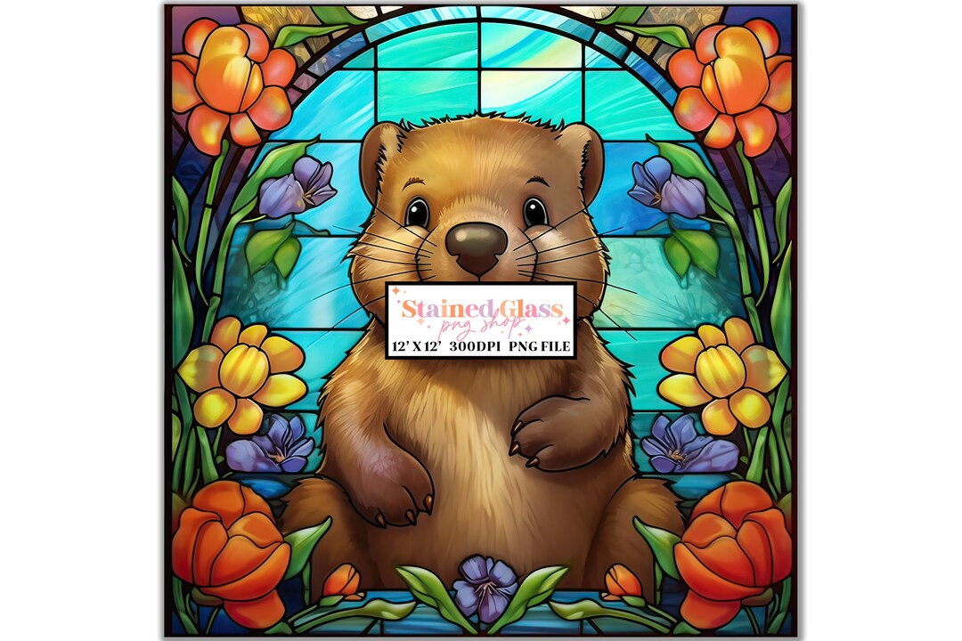 Beaver Stained Glass Sublimation Designs, Stained Glass Pattern ...