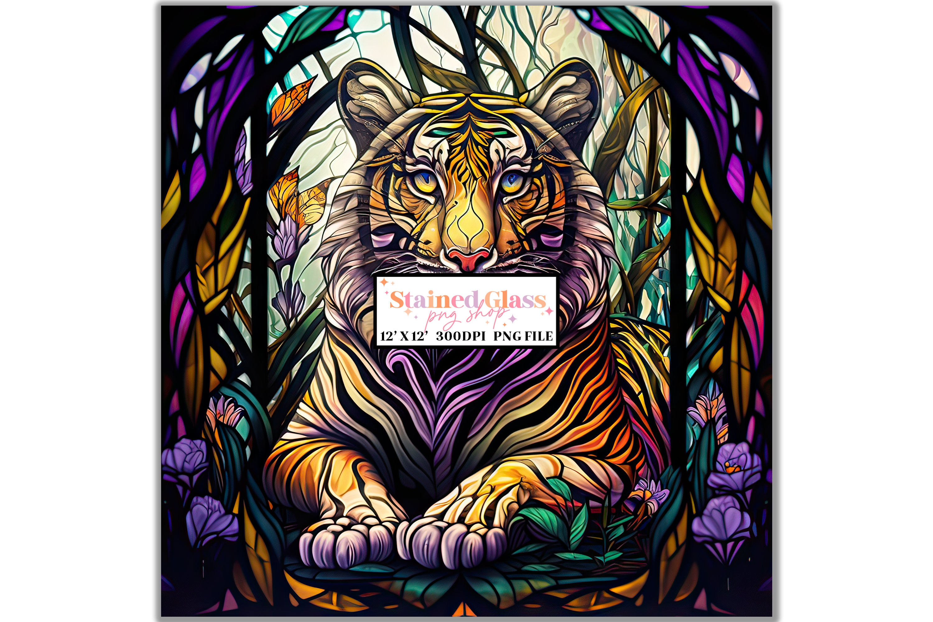 Tiger Stained Glass Sublimation Design Stained Glass Pattern - Etsy