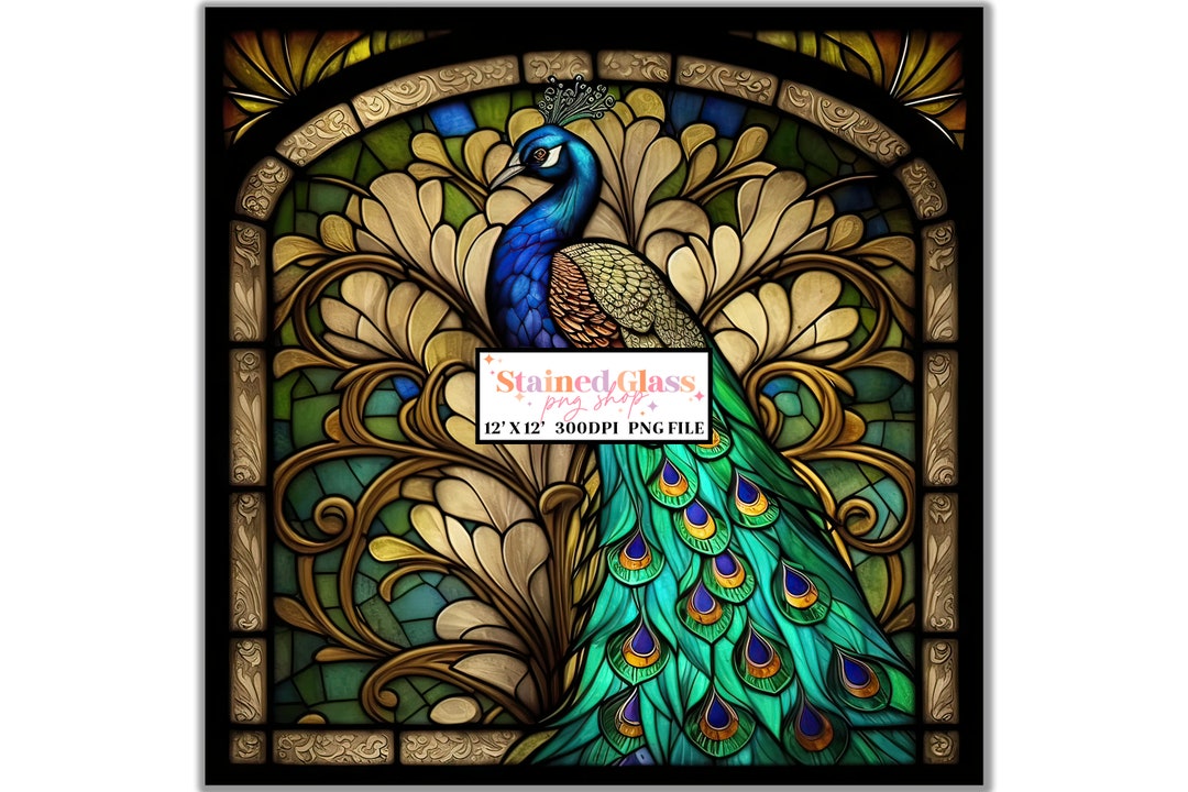 Peacock Stained Glass Sublimation Designs, Stained Glass Pattern ...