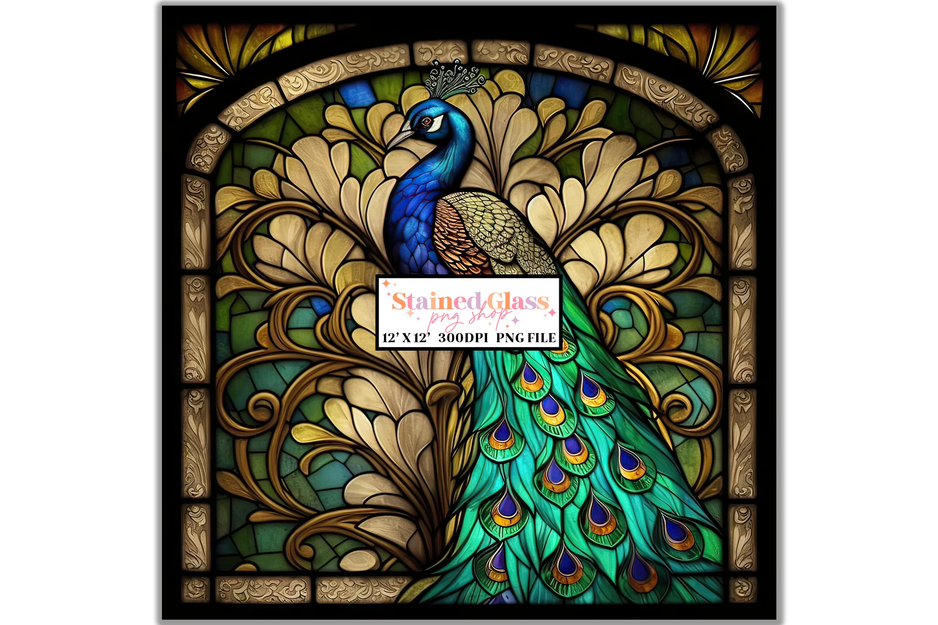 Peacock Stained Glass Sublimation Designs, Stained Glass Pattern ...