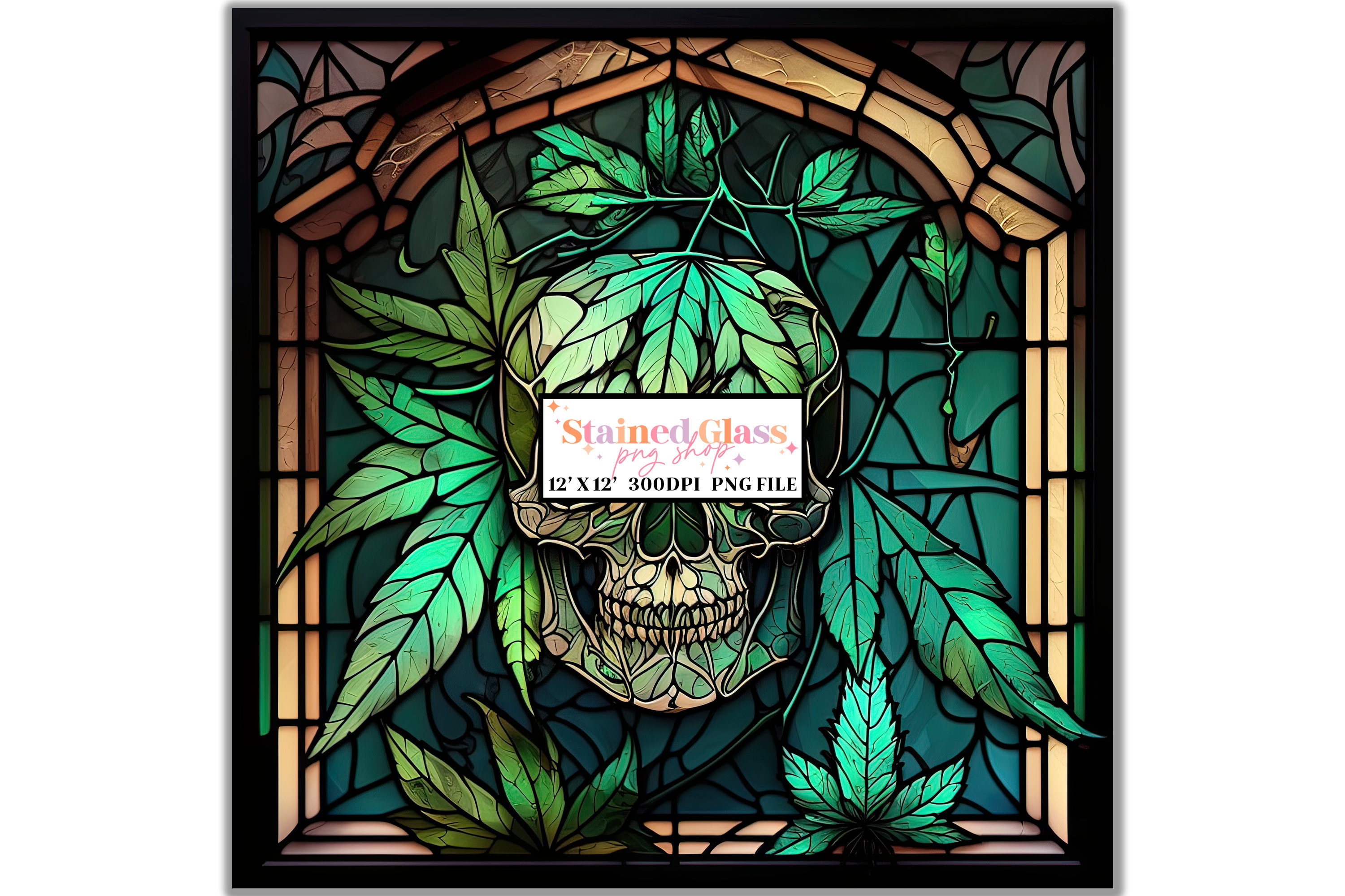 Skull Stained Glass Sublimation Designs Stained Glass - Etsy