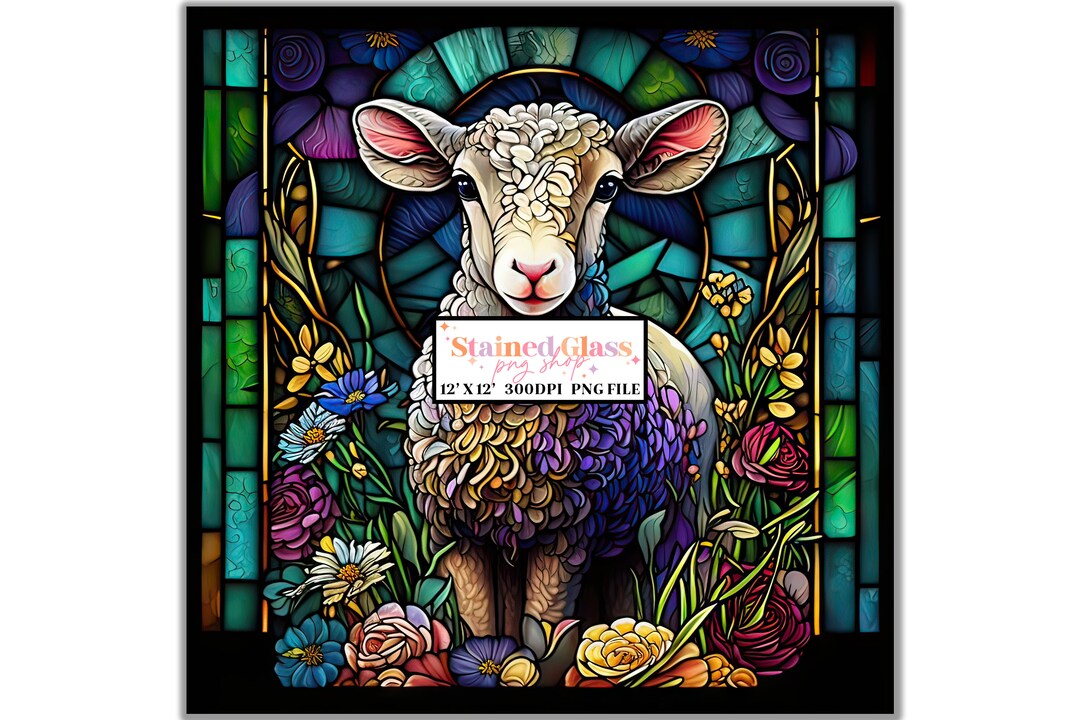 Sheep Stained Glass Sublimation Designs, Stained Glass Pattern, Stained ...