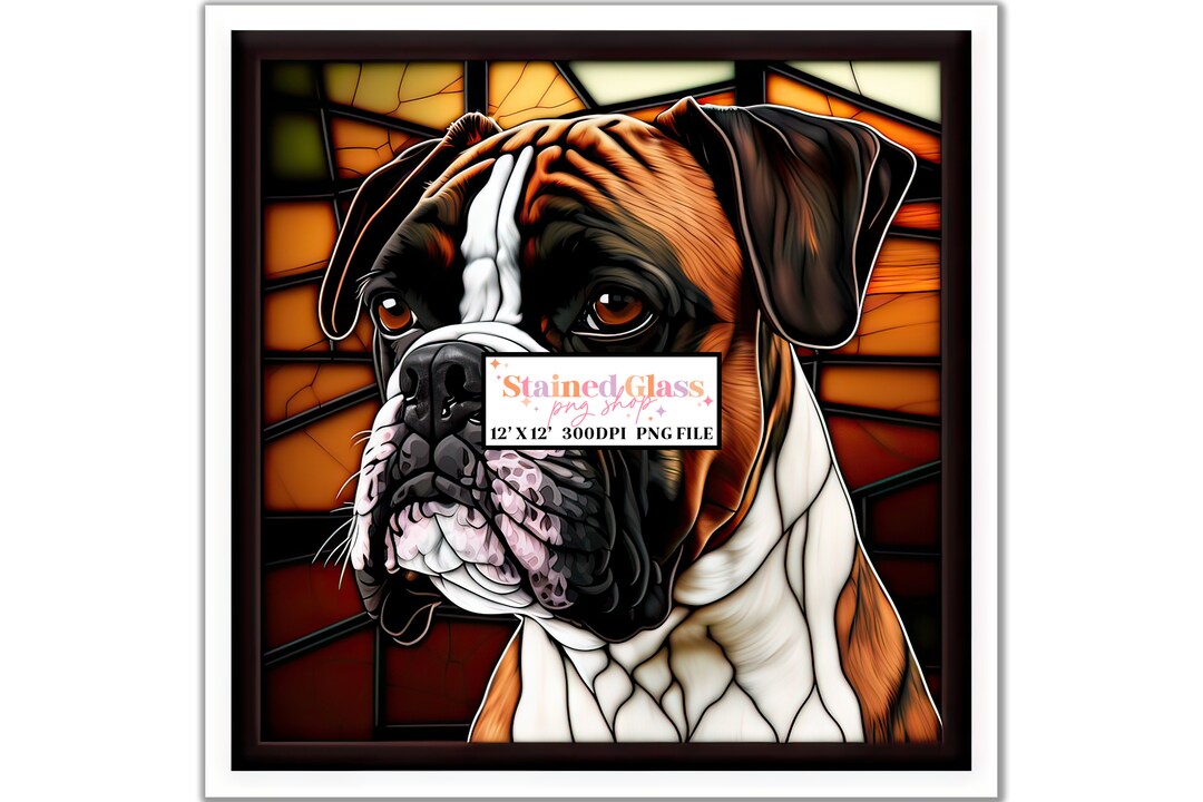 Boxer Stained Glass Sublimation Design, Stained Glass Dog, Stained ...