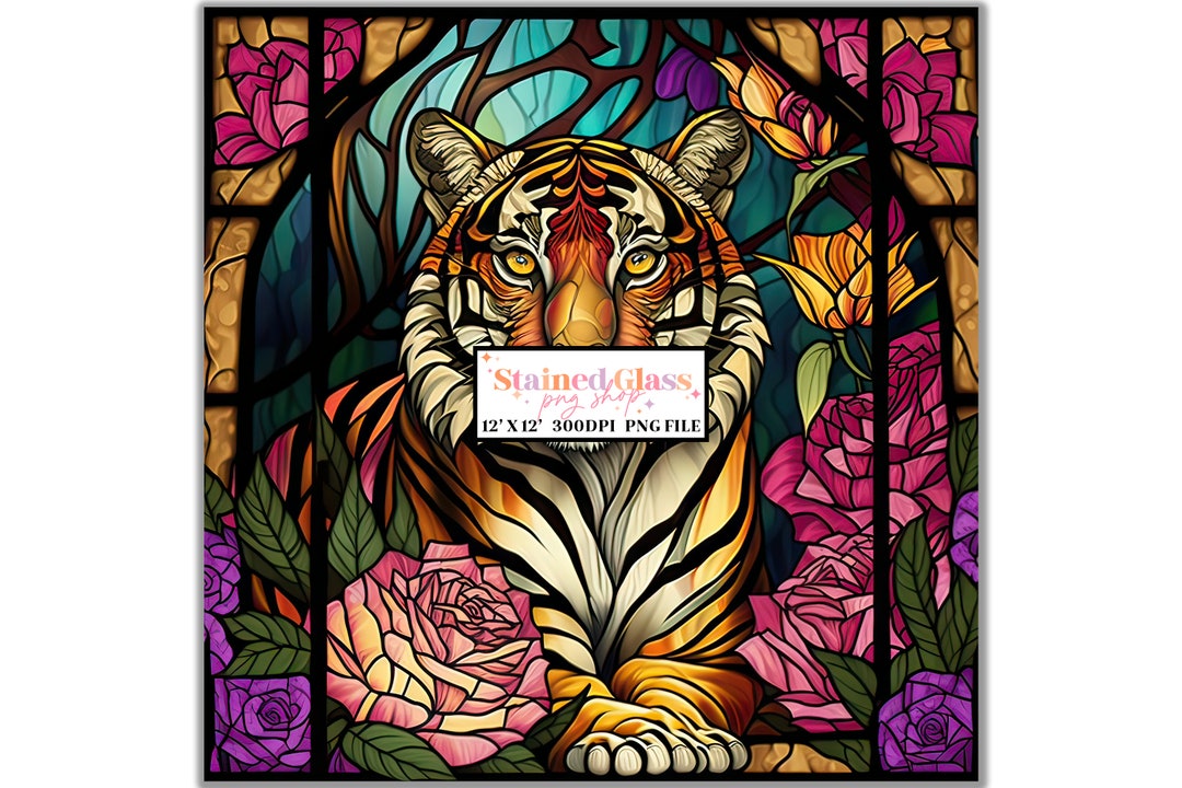 Tiger Stained Glass Sublimation Design, Stained Glass Pattern, Stained ...