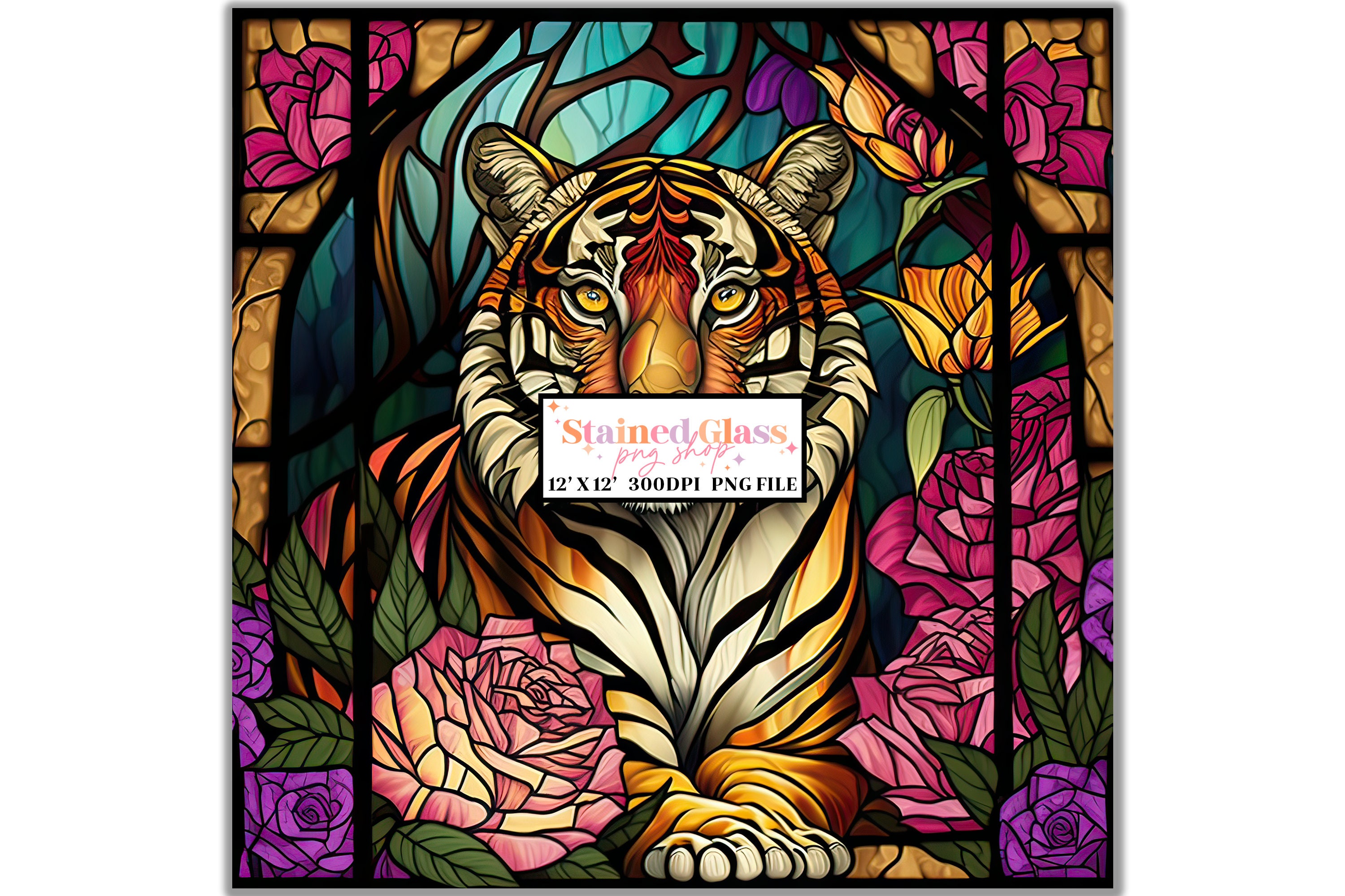 Tiger Stained Glass Sublimation Design Stained Glass Pattern - Etsy