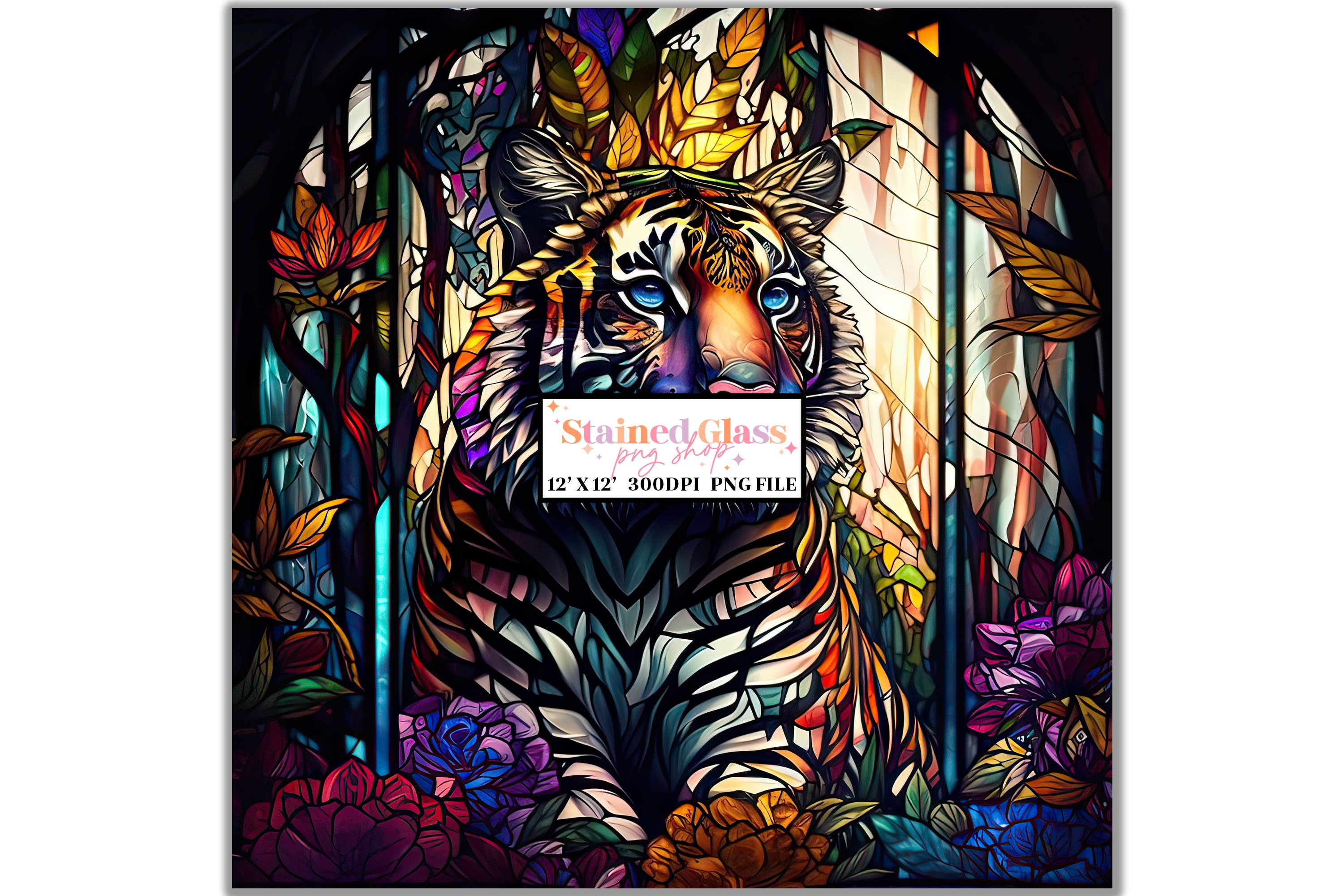 Tiger Stained Glass Sublimation Design Stained Glass Pattern - Etsy