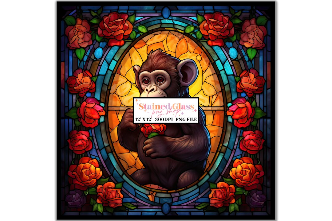 Monkey Stained Glass Sublimation Designs, Stained Glass Pattern ...