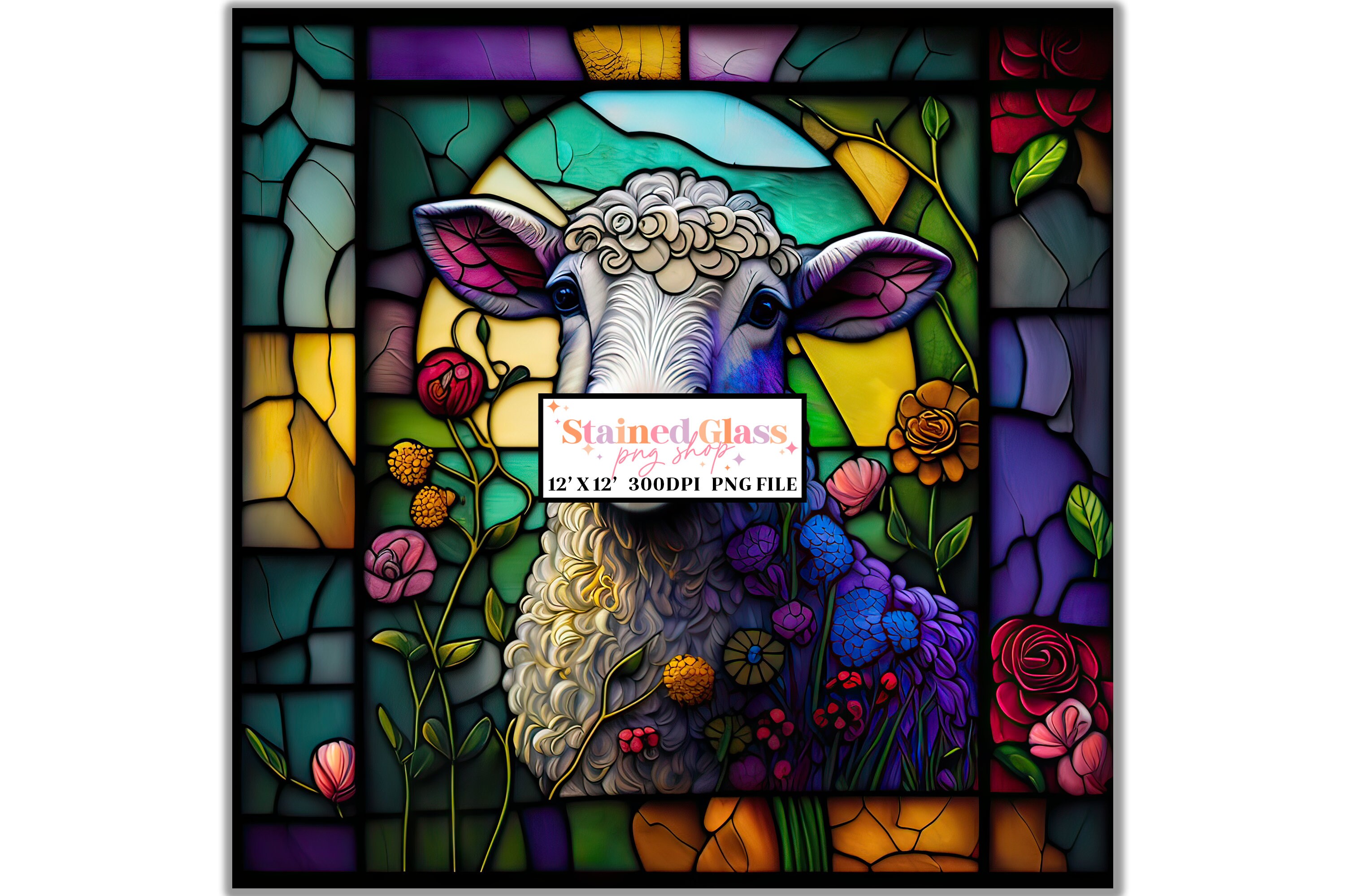 Sheep Stained Glass Sublimation Designs Stained Glass - Etsy