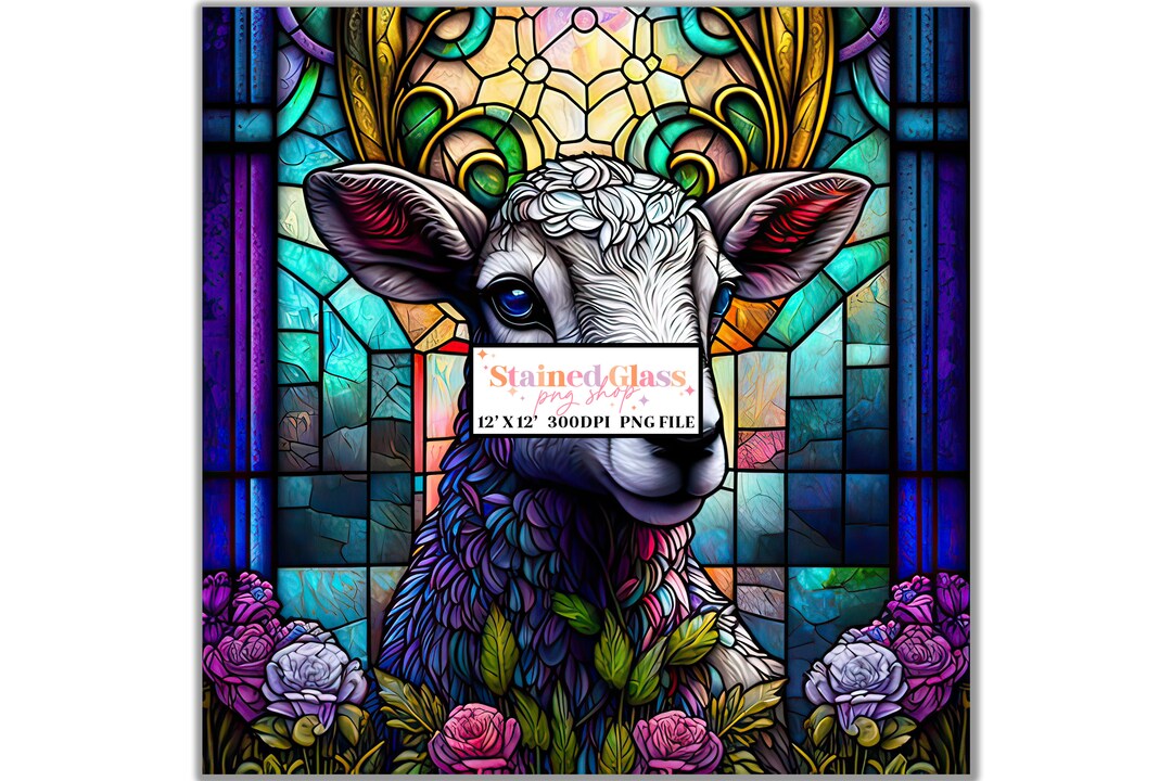 Sheep Stained Glass Sublimation Designs, Stained Glass Pattern, Stained ...