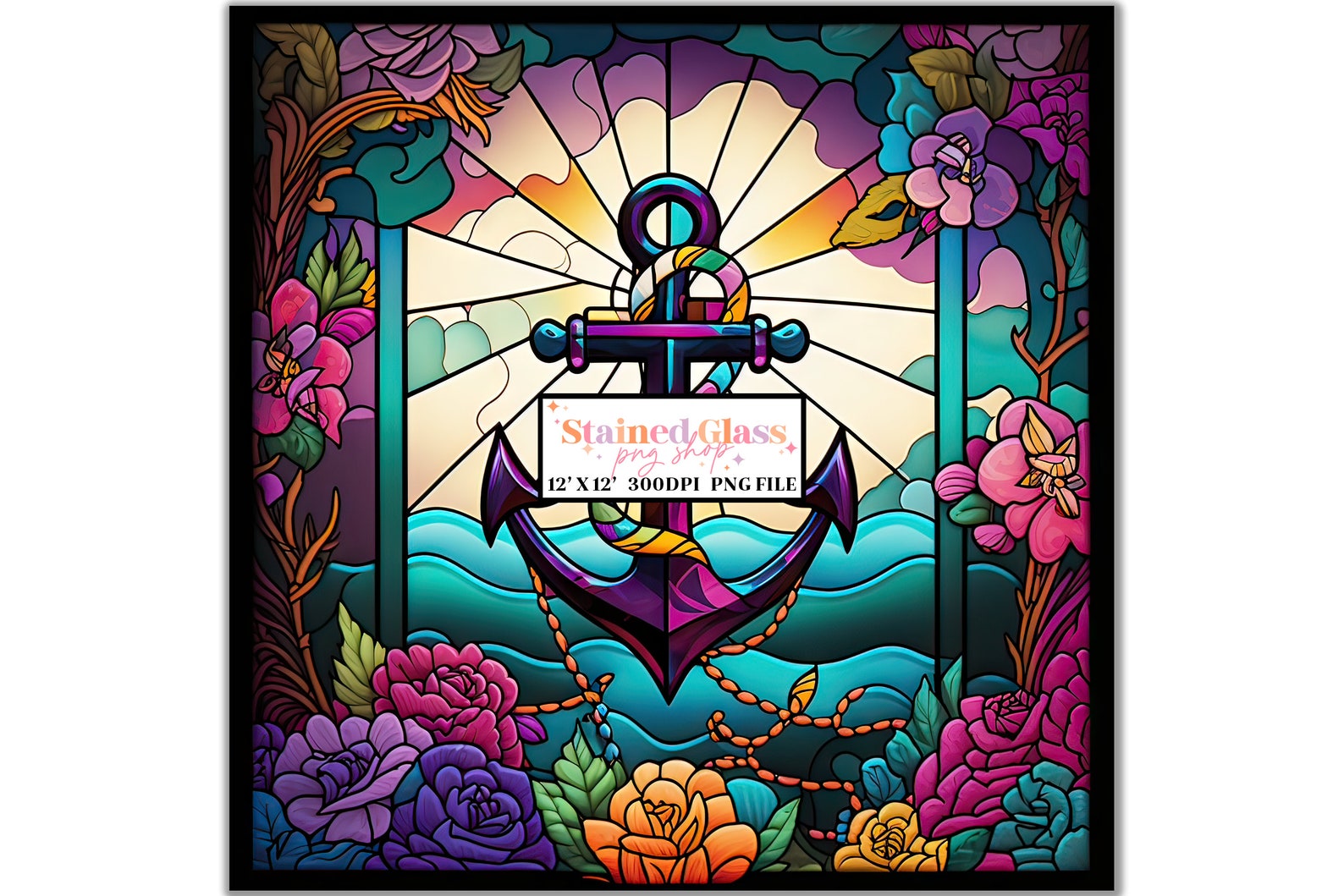 Anchor Stained Glass Sublimation Designs, Stained Glass Pattern ...
