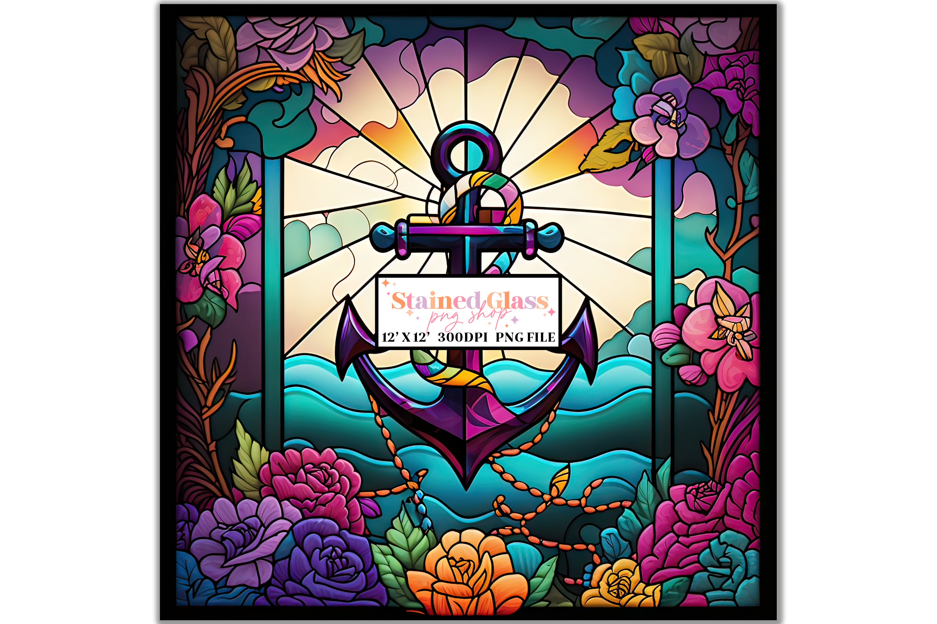 Anchor Stained Glass Sublimation Designs, Stained Glass Pattern ...