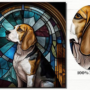 Beagle Stained Glass Sublimation Design, Stained Glass Dog, Stained ...