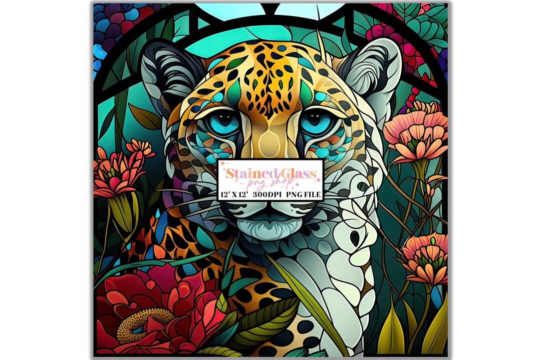 Cheetah Stained Glass Sublimation Designs Stained Glass - Etsy