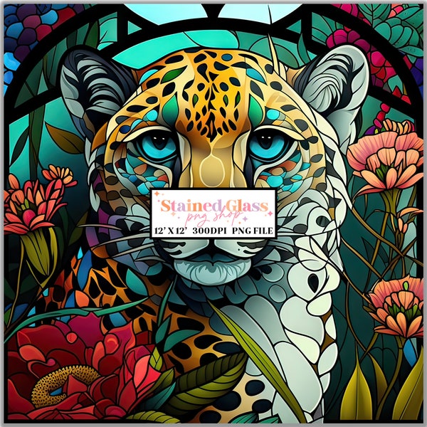 Stained Glass Cheetah Art - Etsy