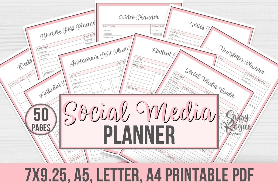 Social Media Planner Printable, Social Media Planner for Instagram ...