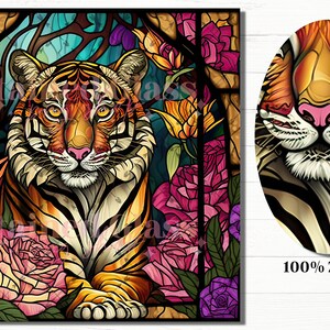 Tiger Stained Glass Sublimation Design, Stained Glass Pattern, Stained ...