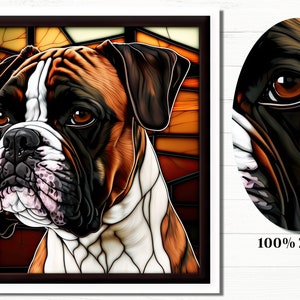 Boxer Stained Glass Sublimation Design, Stained Glass Dog, Stained ...